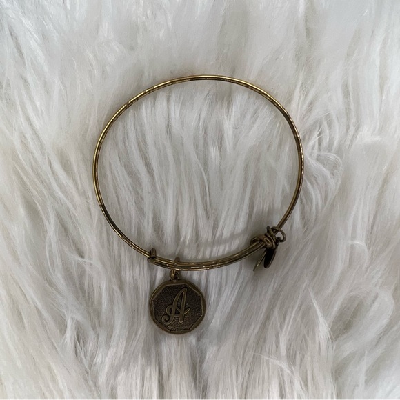Alex and Ani | Jewelry | Alex And Ani Rafaelian Gold A Initial Monogram Charm Bangle Bracelet ...